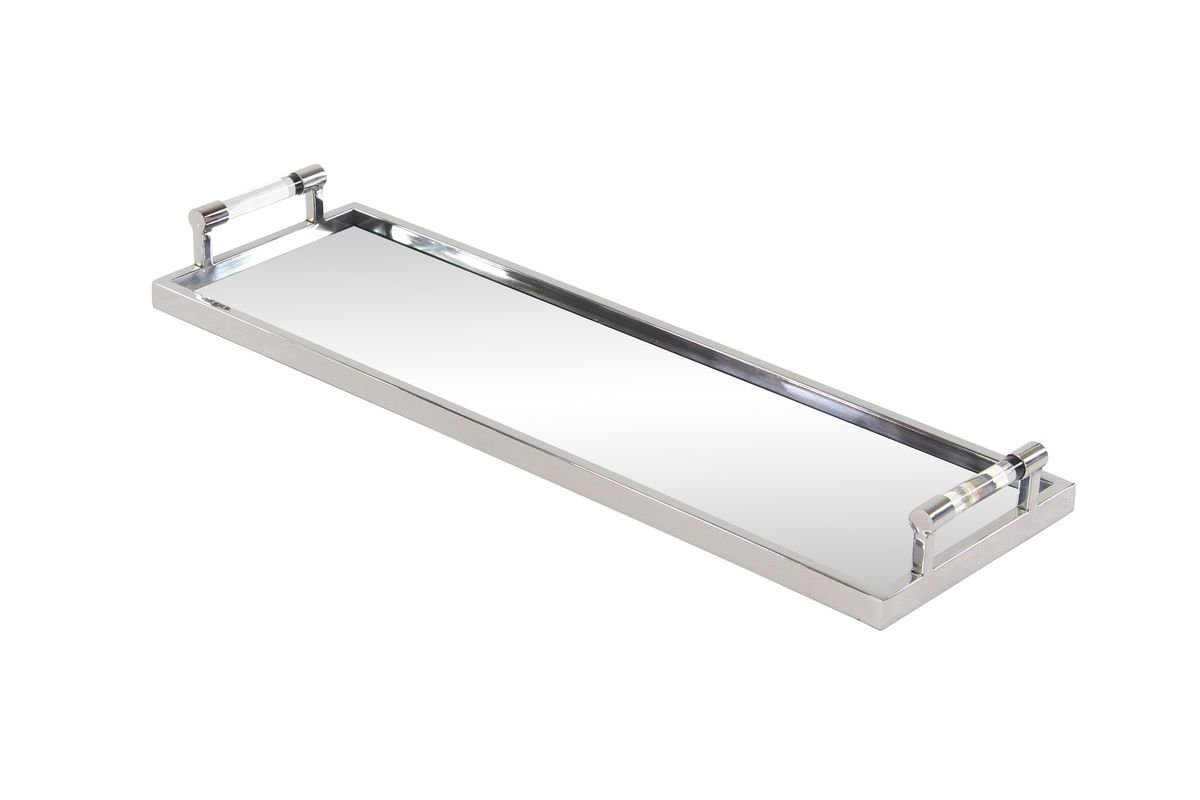 Contemporary Stainless Steel Tray with Handle at Gardner-White