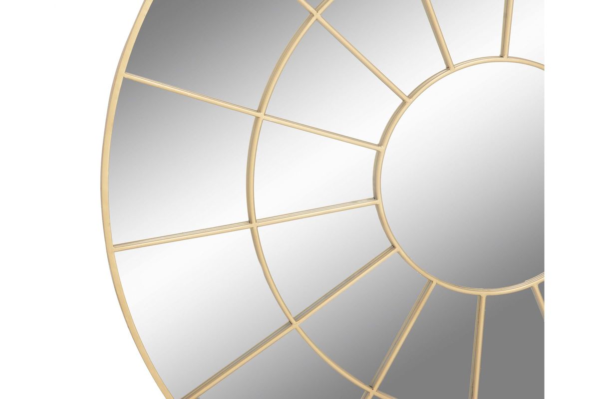 Modern Reflections Round Geometric Paneled Wall Mirror in Gold by UMA