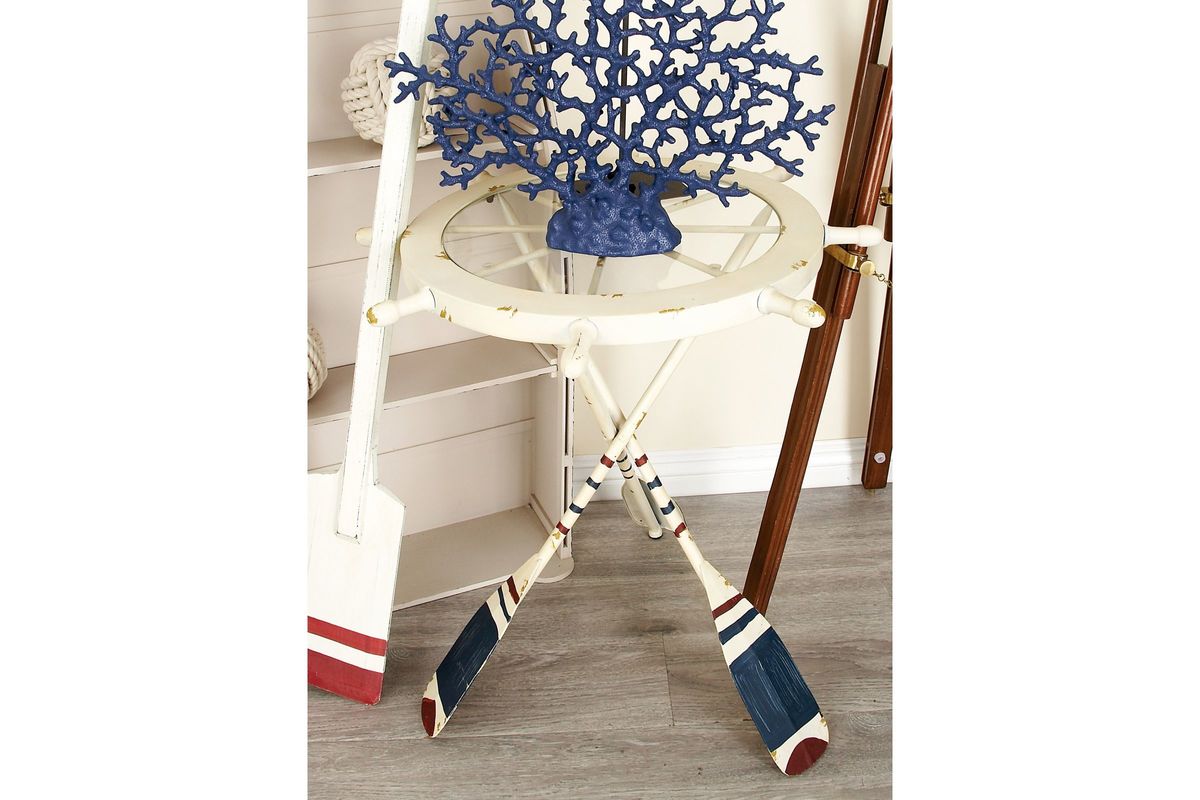 Nautical Shipwheel Accent Table at Gardner-White
