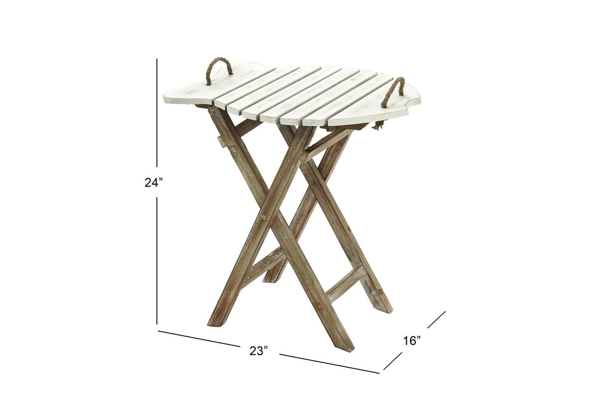 Rustic Wooden Nautical Fish Folding Side Table at Gardner-White